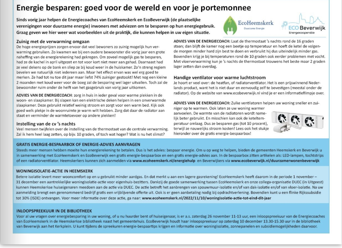 Ervaringen met energiebesparing (3) - EcoHeemskerk